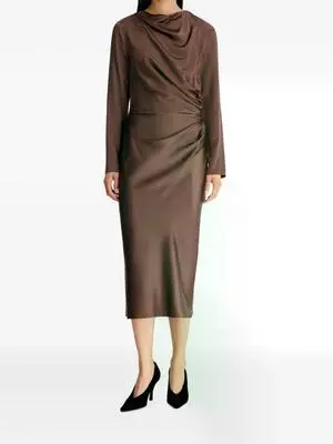 Loulou De Saison Fabio Draped Satin Midi Dress