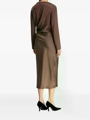Loulou De Saison Fabio Draped Satin Midi Dress