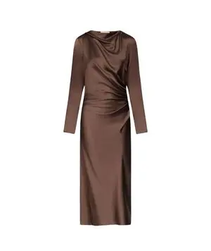 Loulou De Saison Fabio Draped Satin Midi Dress - Brown
