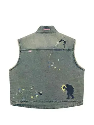 AAPE BY *A BATHING APE Paint-splatter Denim Gilet