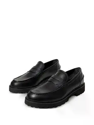 Hugo Leather Lug Sole Penny Loafers - Black