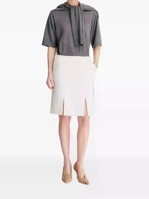 Loulou De Saison Judy Double Slit Wool Midi Skirt