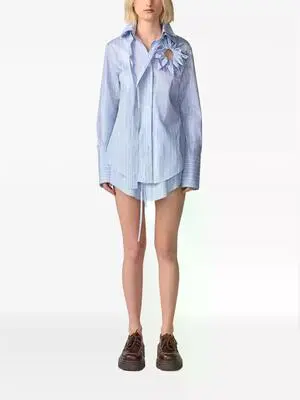 Monse Striped Sunflower Detail Blouse - Blue