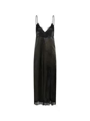 GESTUZ Gzleata Crocodile-effect Lace-trim Midi Dress