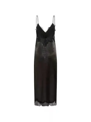 GESTUZ Gzleata Crocodile-effect Lace-trim Midi Dress