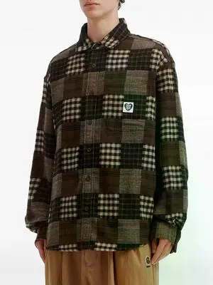 FINGERCROXX Patchwork-effect Checked Shirt - Brown