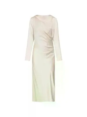 Loulou De Saison Fabio Draped Satin Midi Dress - Neutrals