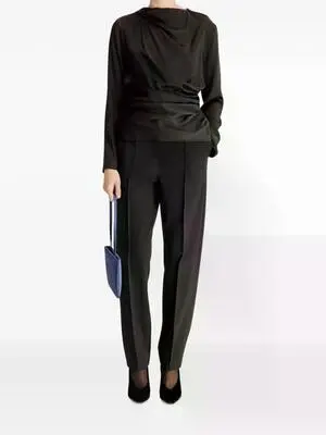 Loulou De Saison Anya Draped Satin Top - Black