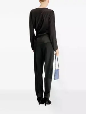 Loulou De Saison Anya Draped Satin Top - Black