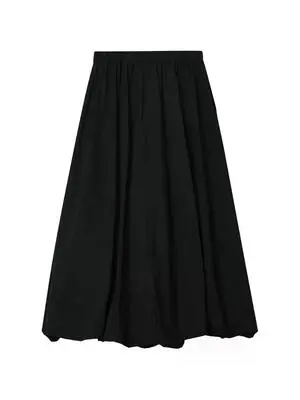 FINGERCROXX Elasticated-waistband Pleated Midi Skirt - Black
