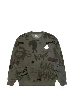 AAPE BY *A BATHING APE Graffiti Print Crewneck Sweater