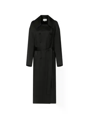 Loulou De Saison Erika Double-breasted Satin Coat - Black