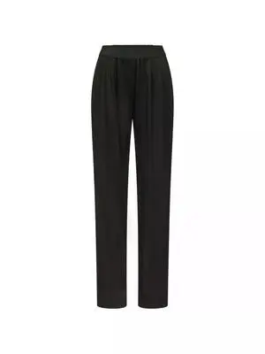 Loulou De Saison Dan Pleated Elasticated-waistband Straight Trousers - Black