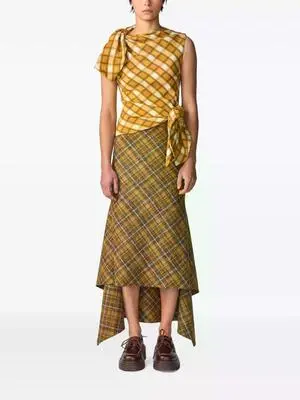 Monse Knotted-front Checked Top - Yellow