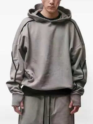 THOM KROM Contrast Piping Raw Edge Hoodie - Grey