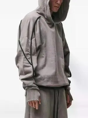 THOM KROM Contrast Piping Raw Edge Hoodie