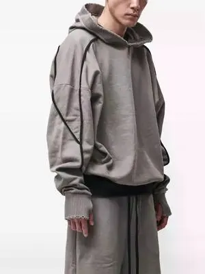 THOM KROM Contrast Piping Raw Edge Hoodie