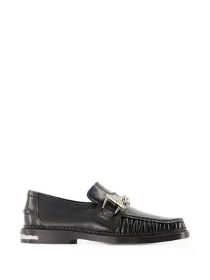 Toga Chain-embellished Ruched Leather Loafers