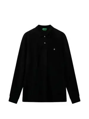 BENETTON Long-sleeve Logo-embroidered Polo Shirt