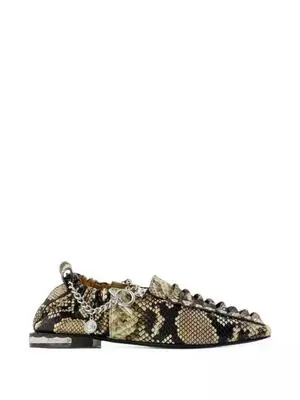 Toga Snakeskin-effect Studded Ballet Flats - Neutrals