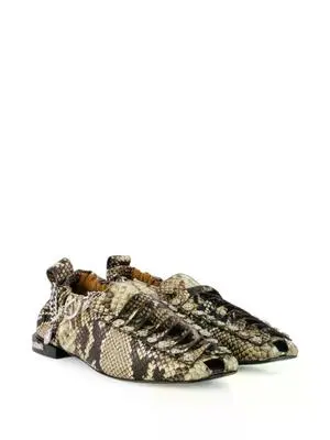Toga Snakeskin-effect Studded Ballet Flats