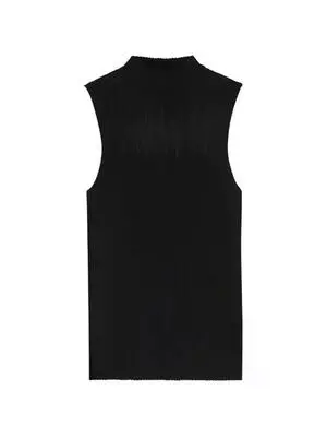 Hugo Knitted Top With Sheer Section - Black