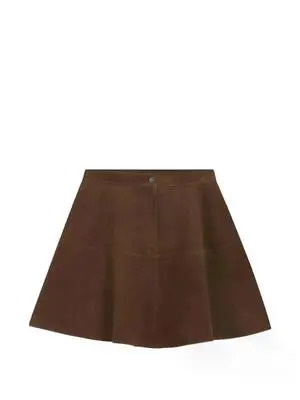 Hugo Suede Skirt With A-line Shape - Brown