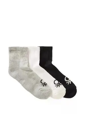 BENETTON Logo-print Ribbed-trim Socks - Grey