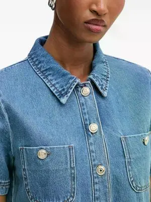 MORGAN Button-up Short-sleeve Denim Mini Dress