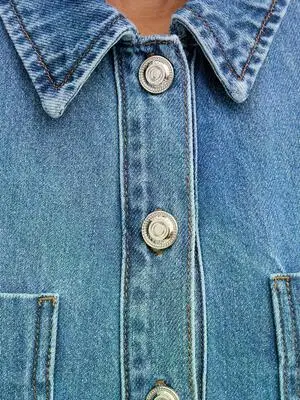 MORGAN Button-up Short-sleeve Denim Mini Dress