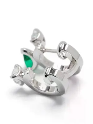 REPOSSI 18kt White Gold Serti Sur Vide Diamond And Emerald Ear Cuff