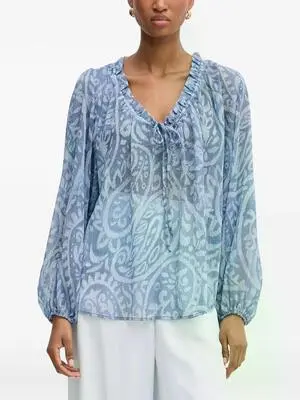 MORGAN Paisley-print Ruffled Blouse
