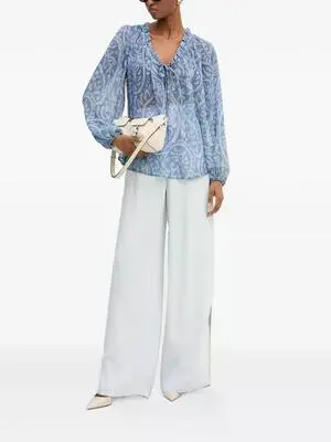 MORGAN Paisley-print Ruffled Blouse