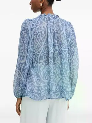 MORGAN Paisley-print Ruffled Blouse