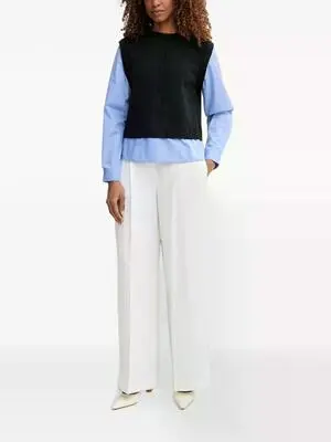 MORGAN Crystal-embellished Cable-knit Sweater Vest - Blue