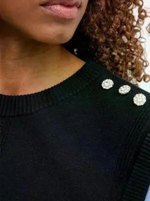 MORGAN Crystal-embellished Cable-knit Sweater Vest