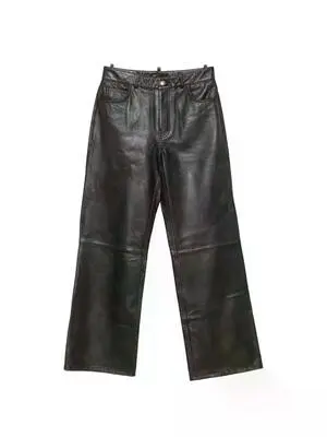 Maje Leather Straight-leg Trousers