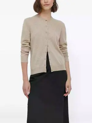 BENETTON Button-up Crew-neck Cardigan - Neutrals