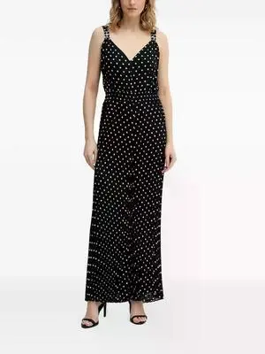 MORGAN Polka-dot Pleated Wide-leg Jumpsuit - Black