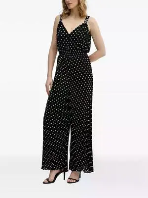 MORGAN Polka-dot Pleated Wide-leg Jumpsuit