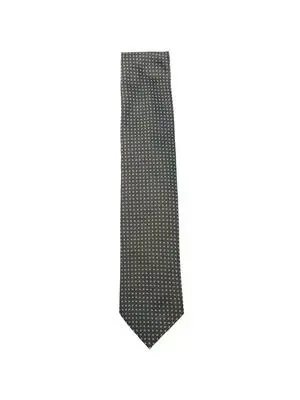Zegna Geometric Pattern Silk Neck Tie - Green