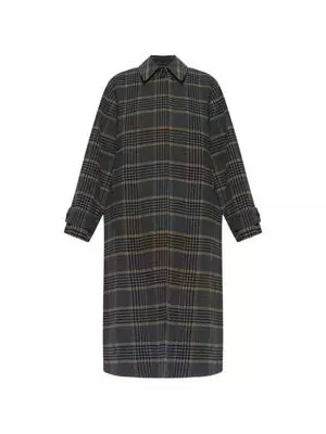 Paul Smith Navy And Check Brushed Wool Coat With Back-buttons