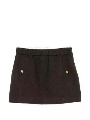 Maje Herringbone-pattern Button-detail Mini Skirt