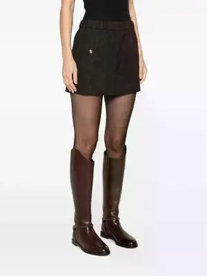Maje Herringbone-pattern Button-detail Mini Skirt