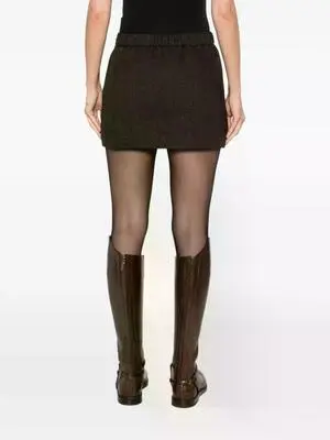 Maje Herringbone-pattern Button-detail Mini Skirt