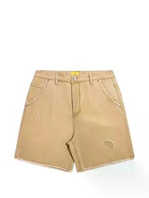 DIET STARTS MONDAY Monday Embroidered Distressed Denim Shorts - Neutrals