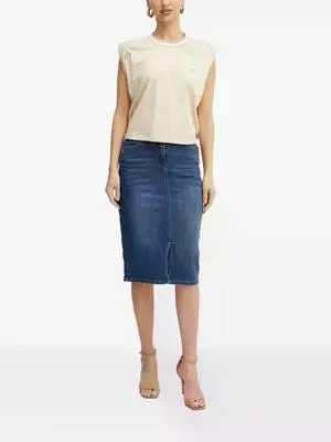 MORGAN Front Slit Denim Midi Skirt