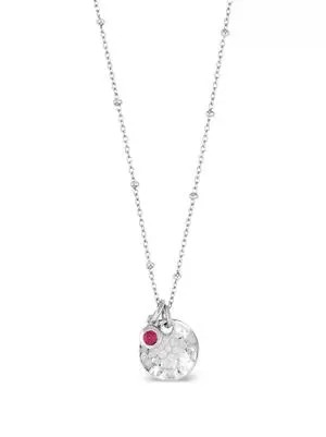 DOWER & HALL Hammered-disc Ruby Necklace - Silver