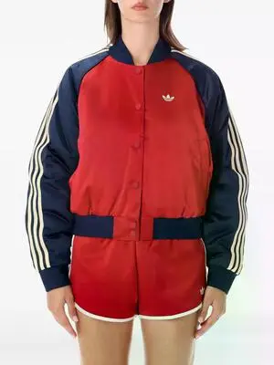 Adidas Satin Bomber Jacket With Embroidered Logo - Red