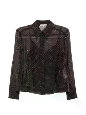Maje Rhinestone-embellished Sheer Shirt